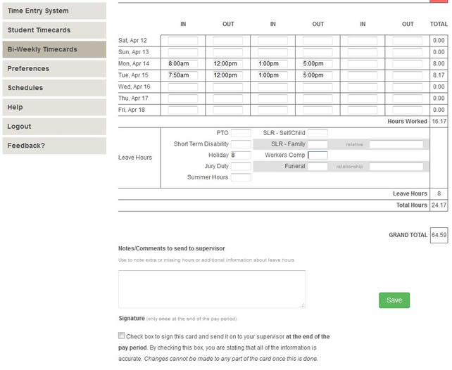 Time Entry System (TES)