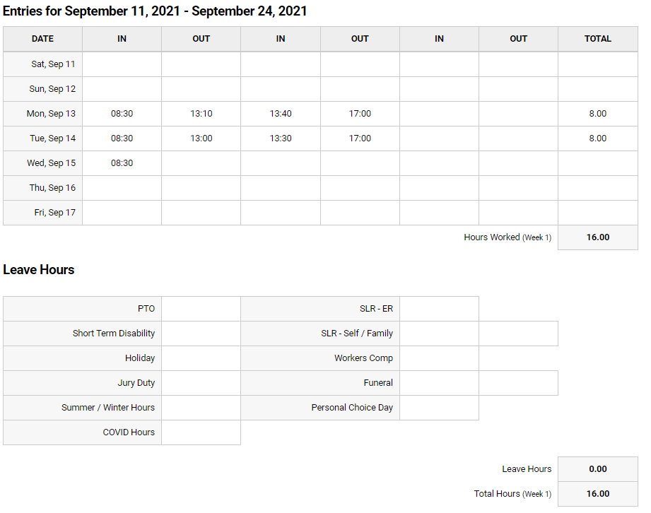 Time Entry System (TES)