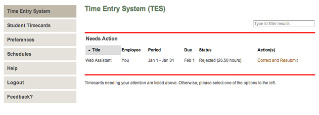 Time Entry System (TES)